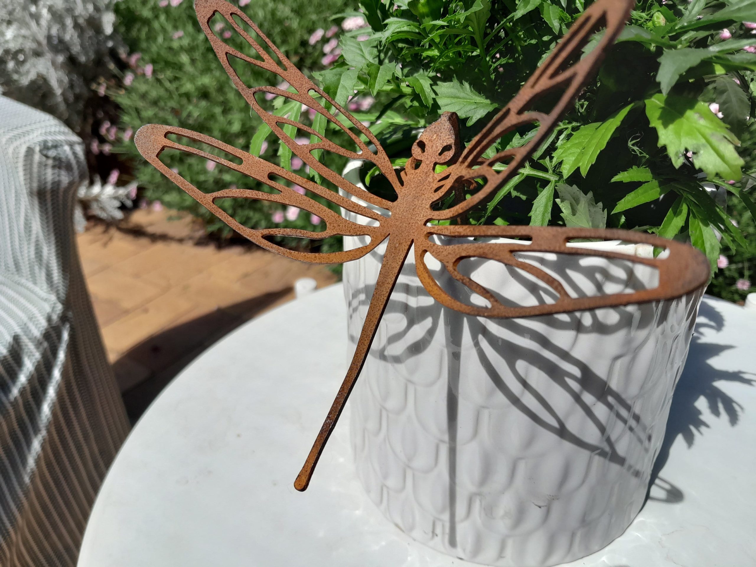 Dragonfly Pot Decoration - Australian Made Rusted Metal Garden Art ...